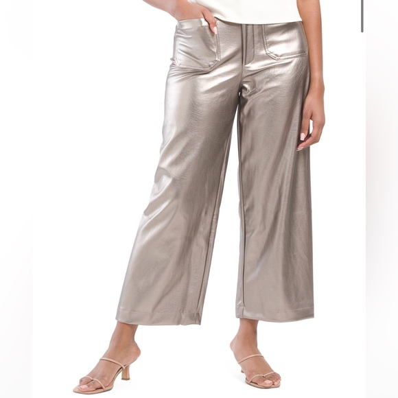 CeCe | Pants & Jumpsuits | Cece Womens Faux Leather Cropped Metallic ...